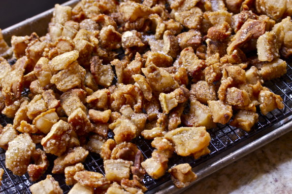 Cajun Cracklins are crunchy spicy morsels of pork and a Cajun art form.