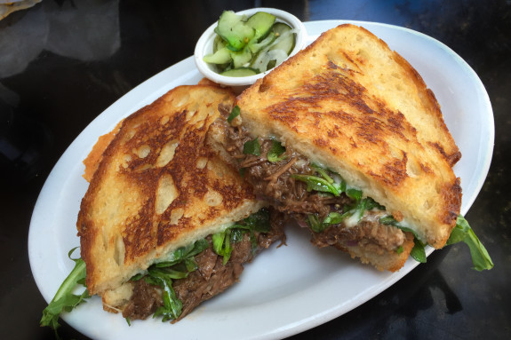 Shredded Short Rib Sandwich is a classic combination of flavors.