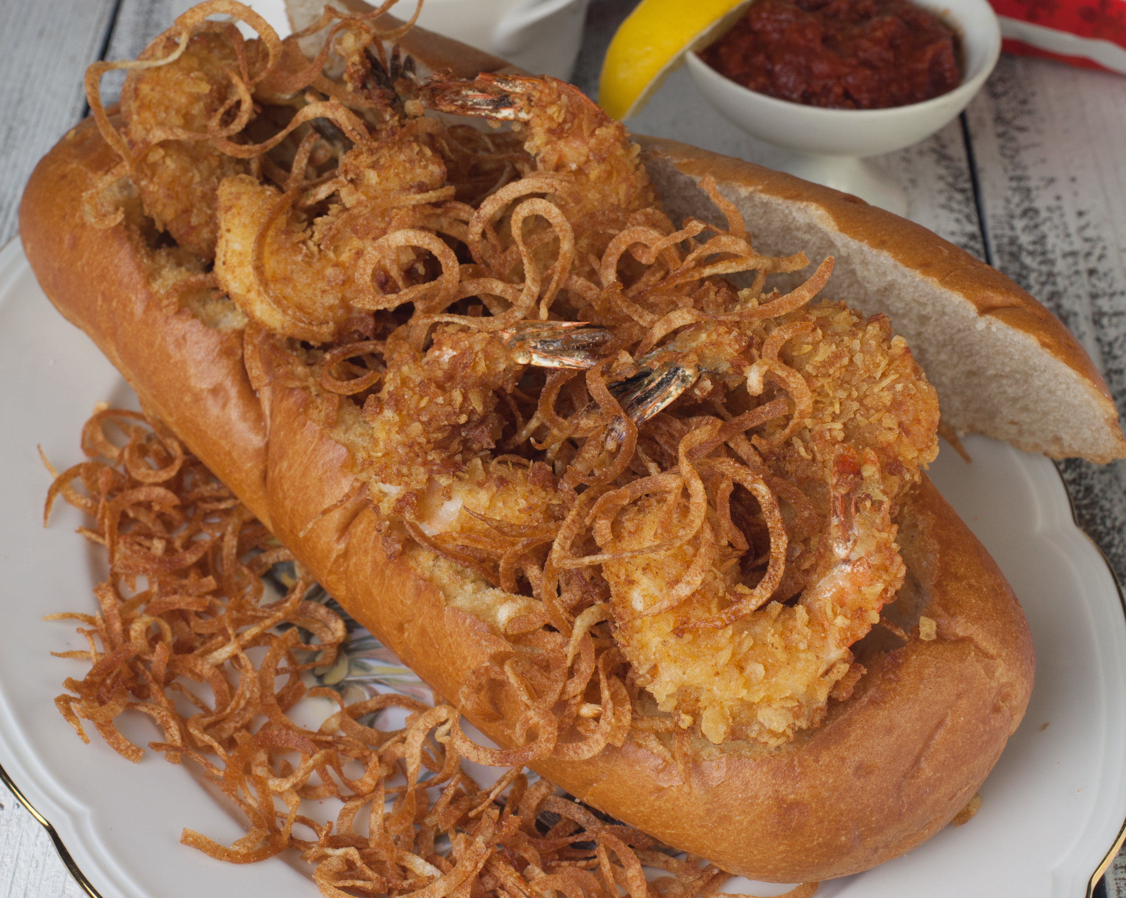 Potato Chip-Fried Shrimp Boat - Acadiana Table