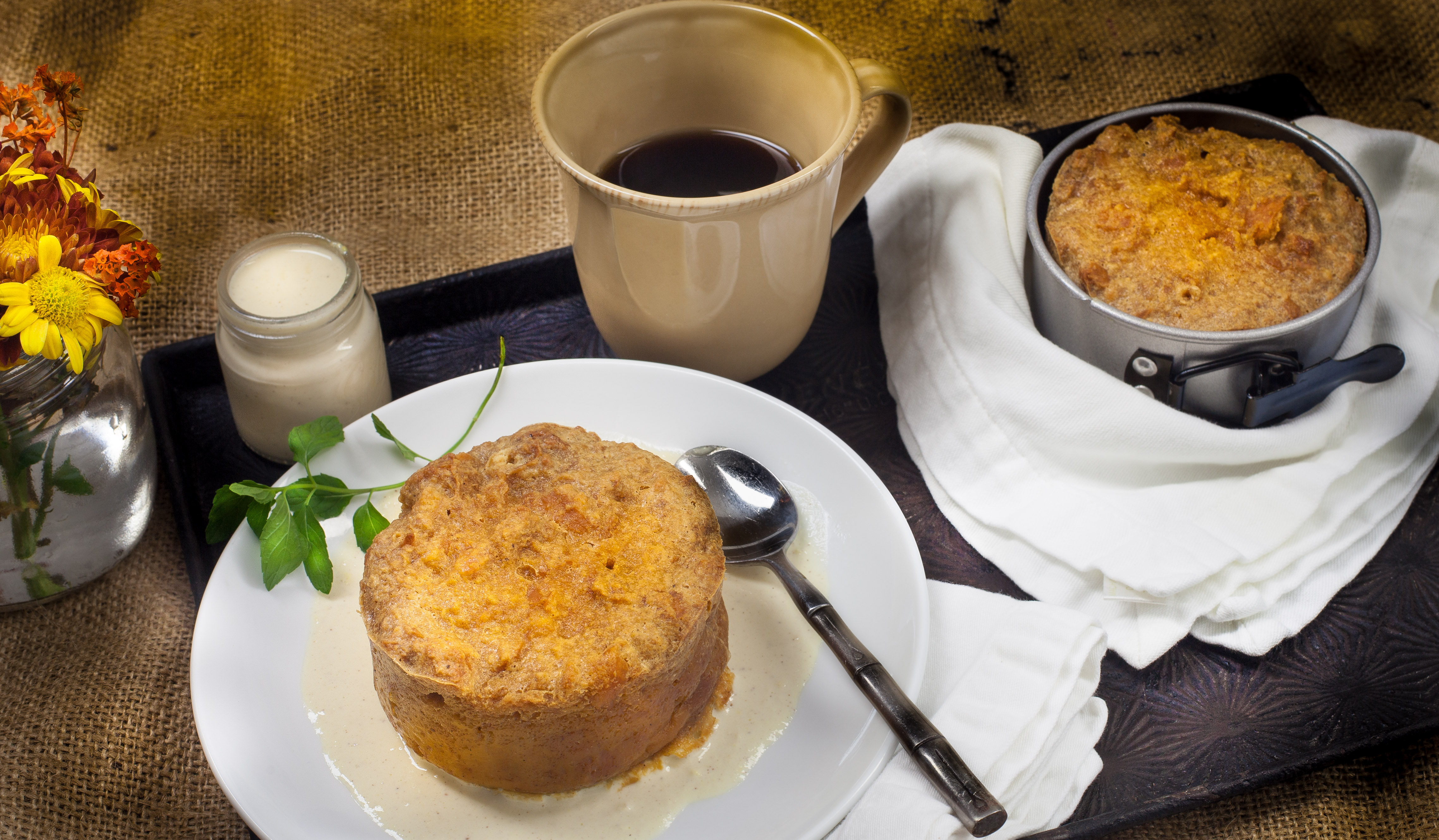 Donut Bread Pudding uses store-bought donuts for an easy recipe.